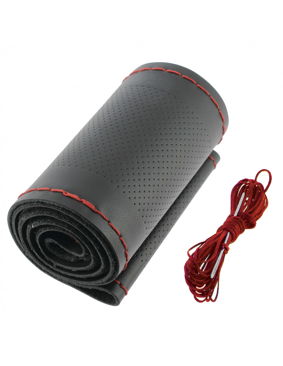 Funda/Cubierta Cuero Real NO SINTÉTICO. con Aguja e Hilo Rojo para Coser y Ajustar al Volante